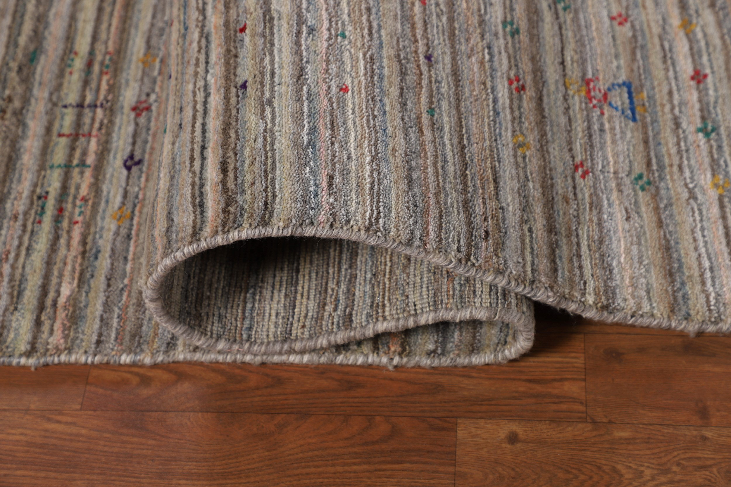 Isabelline Earth Tone Gabbeh Indian Area Rug 8x8 | Wayfair