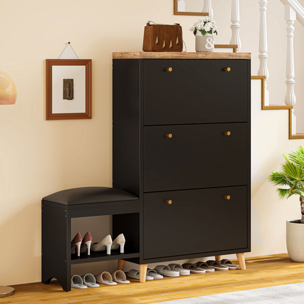 Corrigan Studio® Modern Narrow Hidden Shoe Storage Cabinet Organizer ...