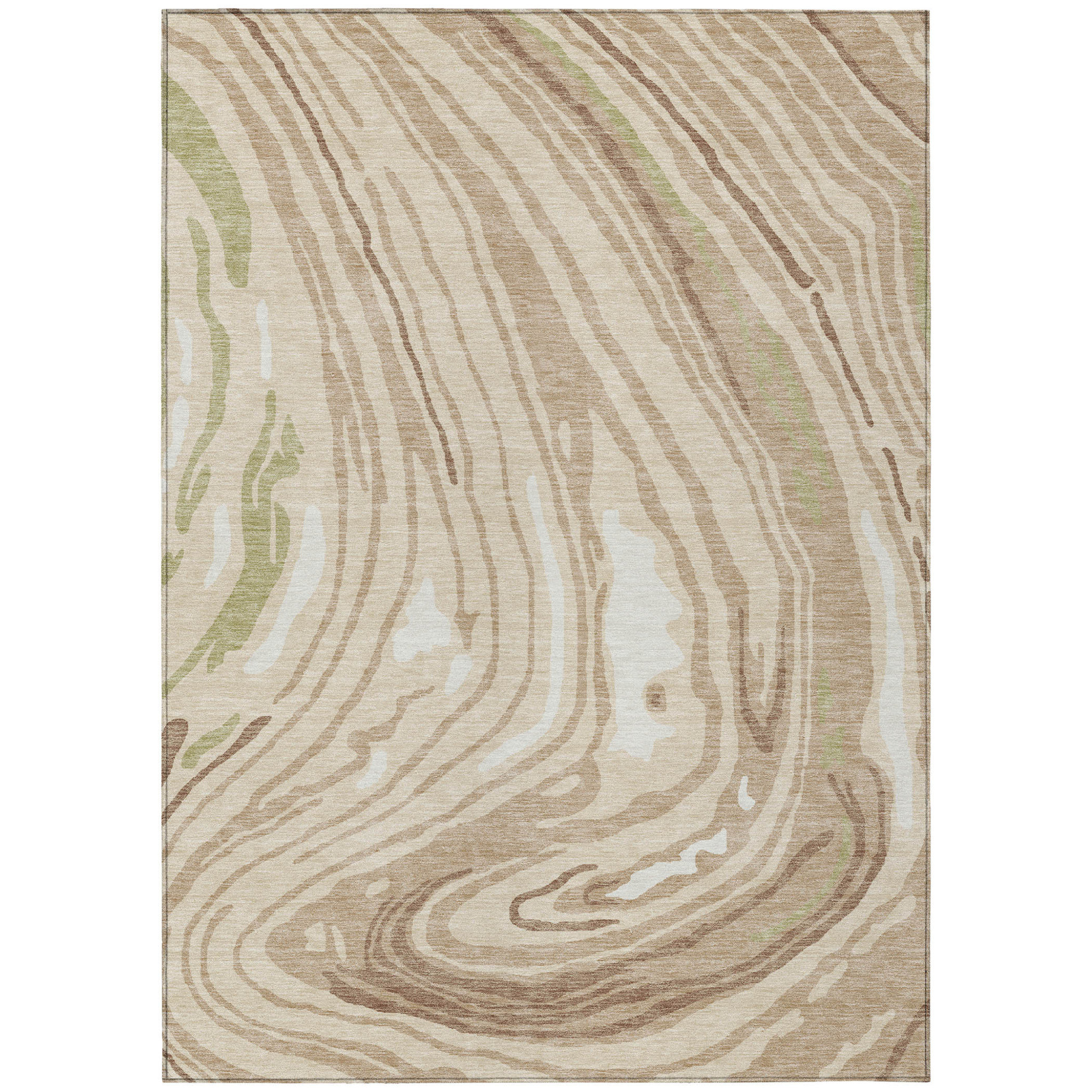 HomeRoots 5' X 8' Beige Abstract Washable Indoor Outdoor Area Rug | Wayfair