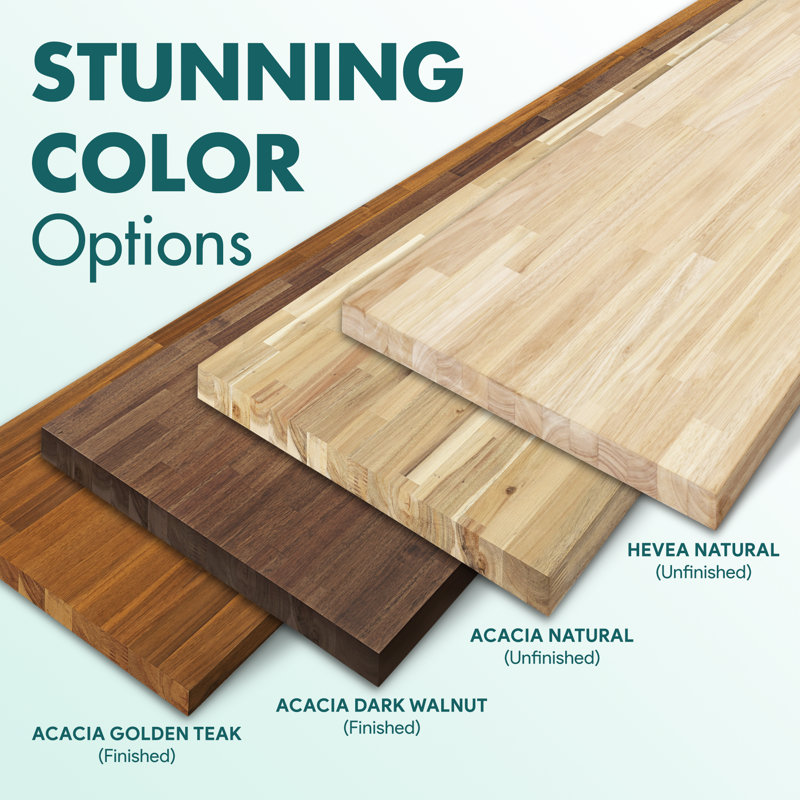 Millwood Pines Biserka Unfinished Hevea Solid Wood Butcher Block ...