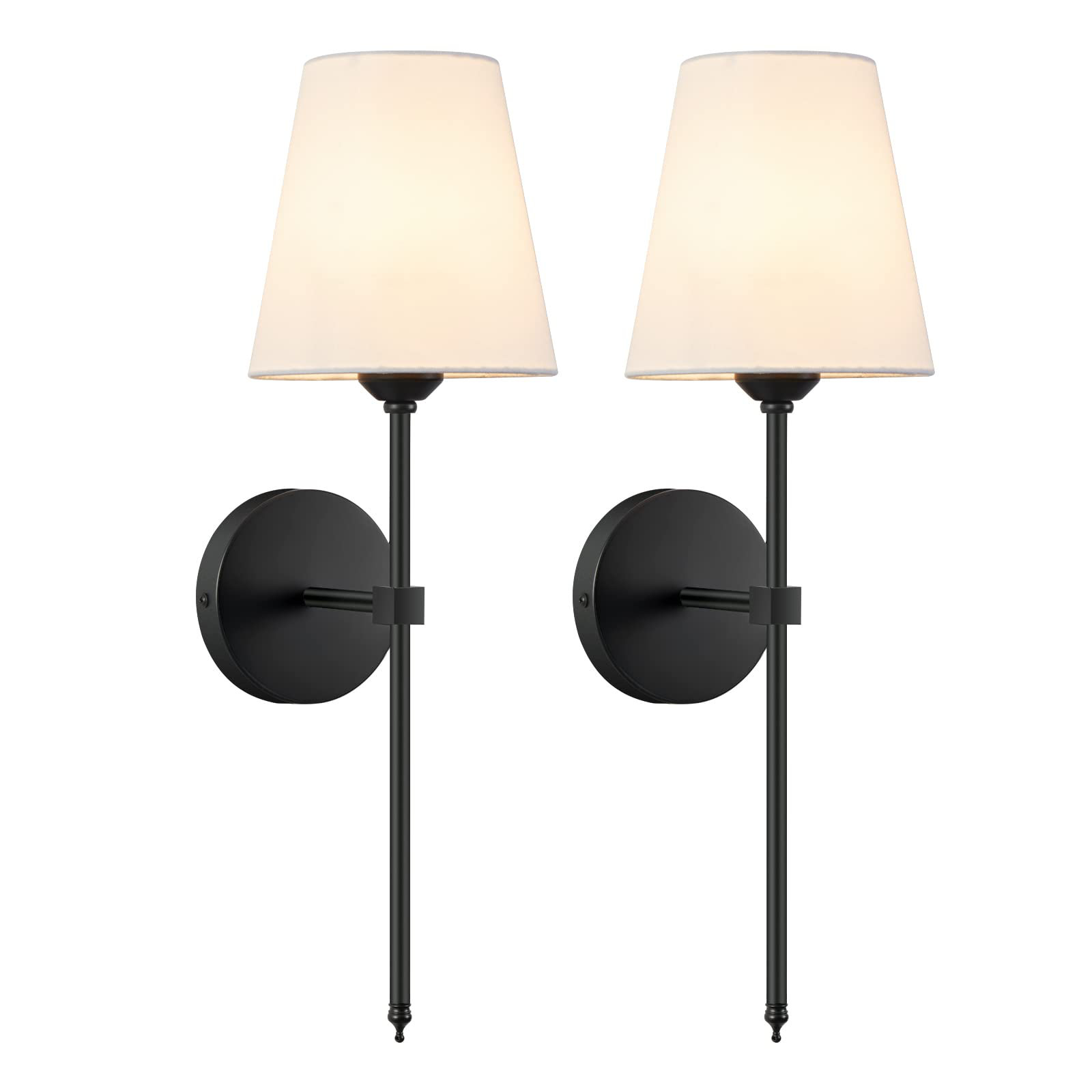Latitude Run® Retro Black Wall Sconce Set - Elegant Fabric Shade For ...