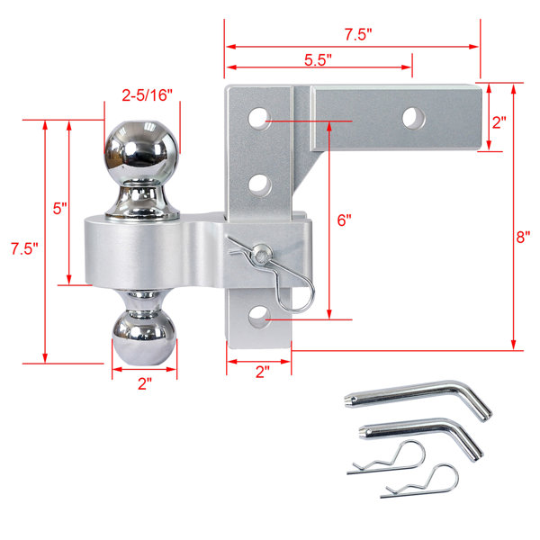 FOSHANZHENGONG Alu Adjustable Trailer Drop Hitch,2Inch Receiver,6 Inch ...