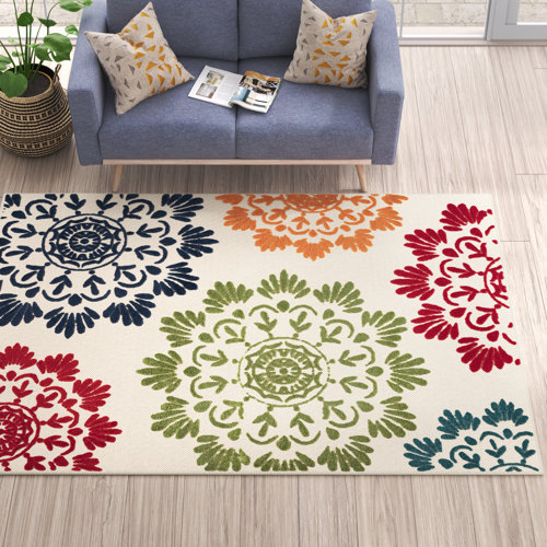 Langley Street Hufnagel Floral Water Resistant Indoor Outdoor Rugs for ...
