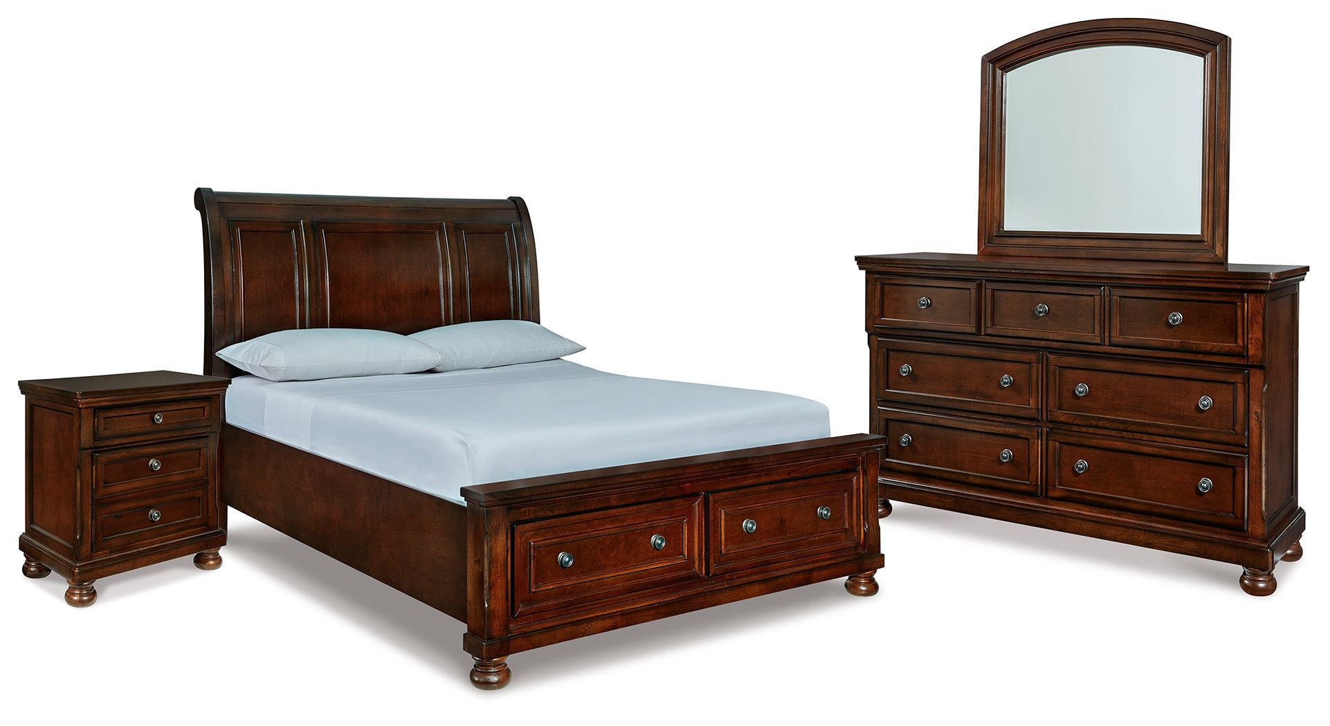 Canora Grey Porter Sleigh Storage Bed, Dresser, Mirror and Nightstand ...