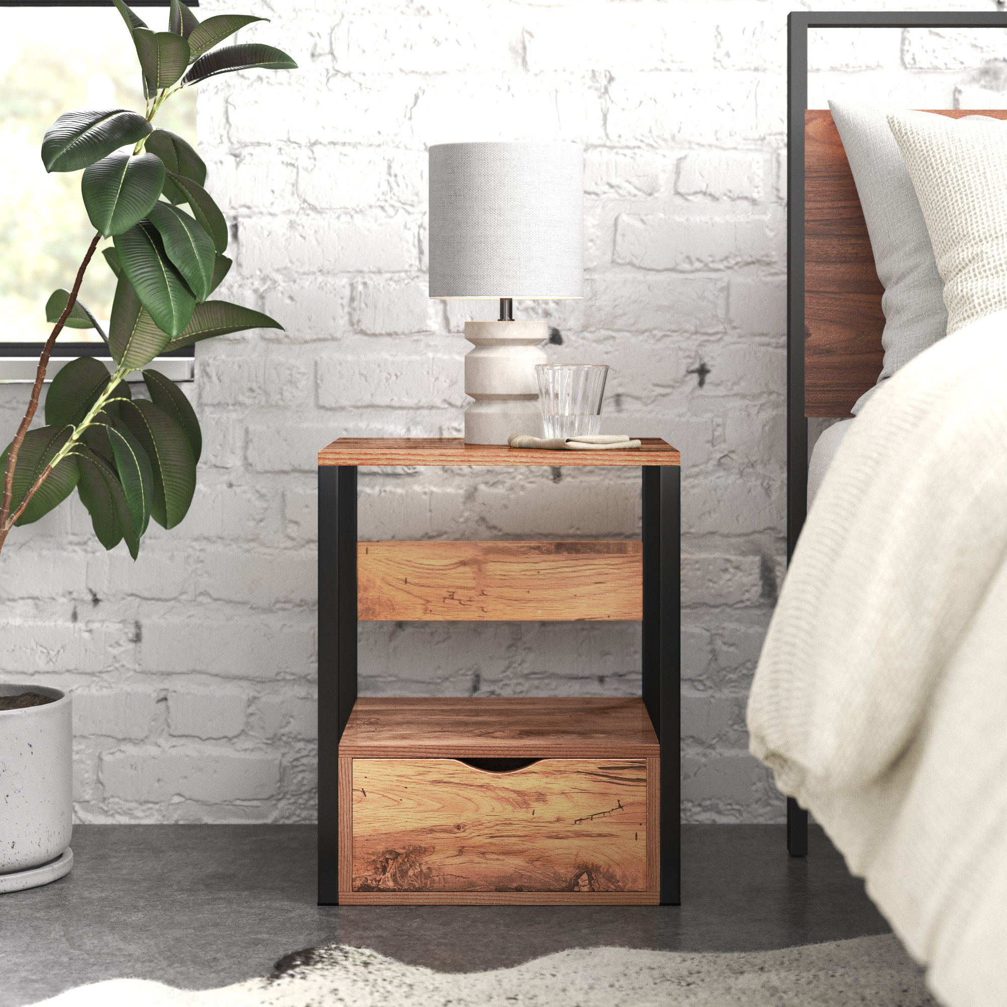Steelside™ Bria Metal Nightstand & Reviews | Wayfair