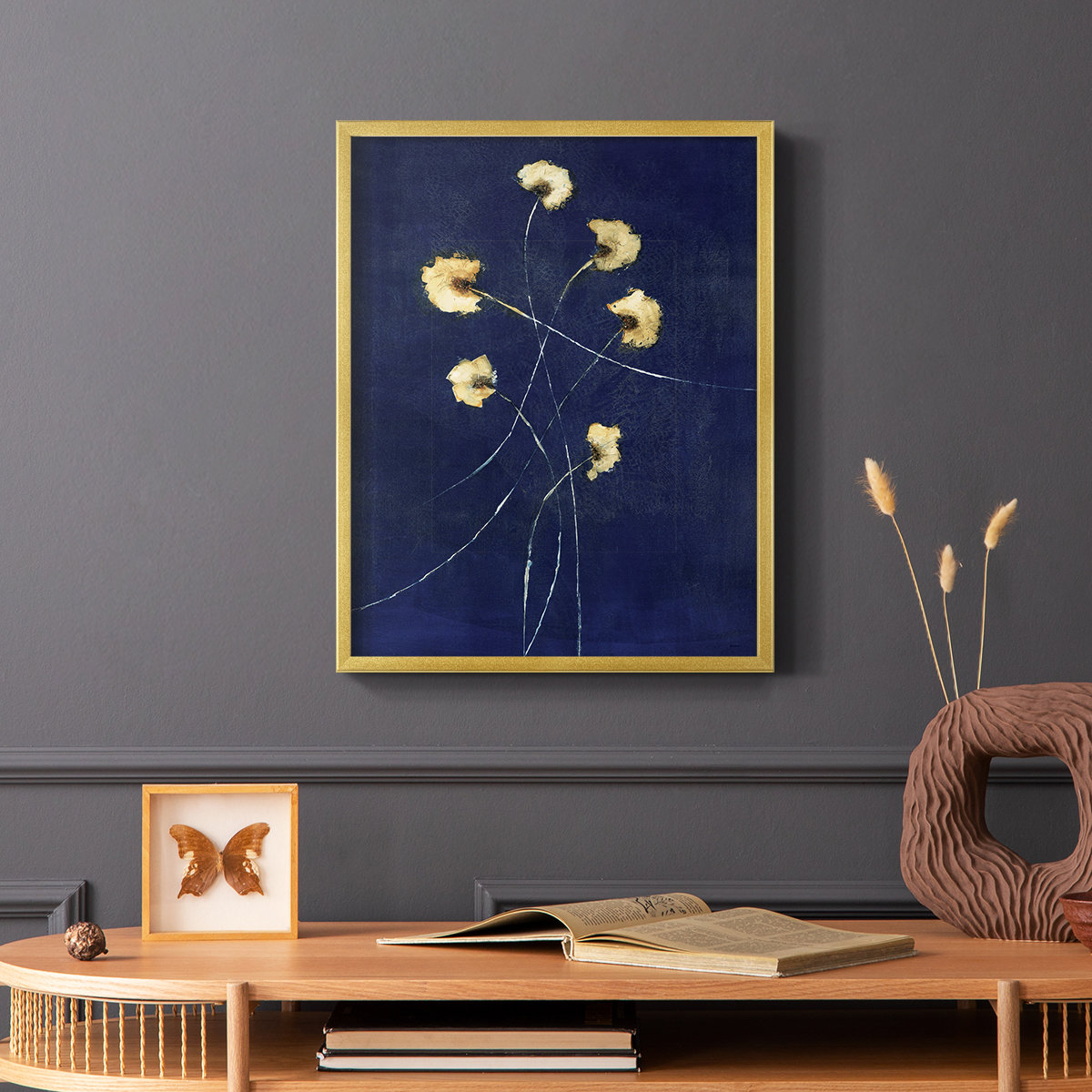 Winston Porter Indigo 1 Framed Print - Solid Wood | Wayfair