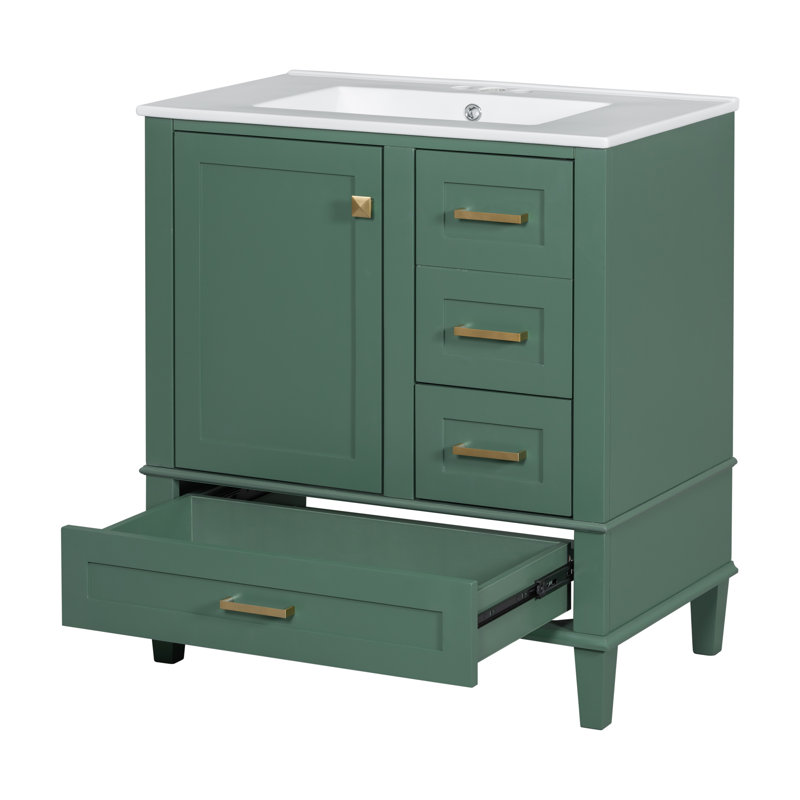 HOOSENG 30'' Single Bathroom Vanity with Solid Wood Top | Wayfair