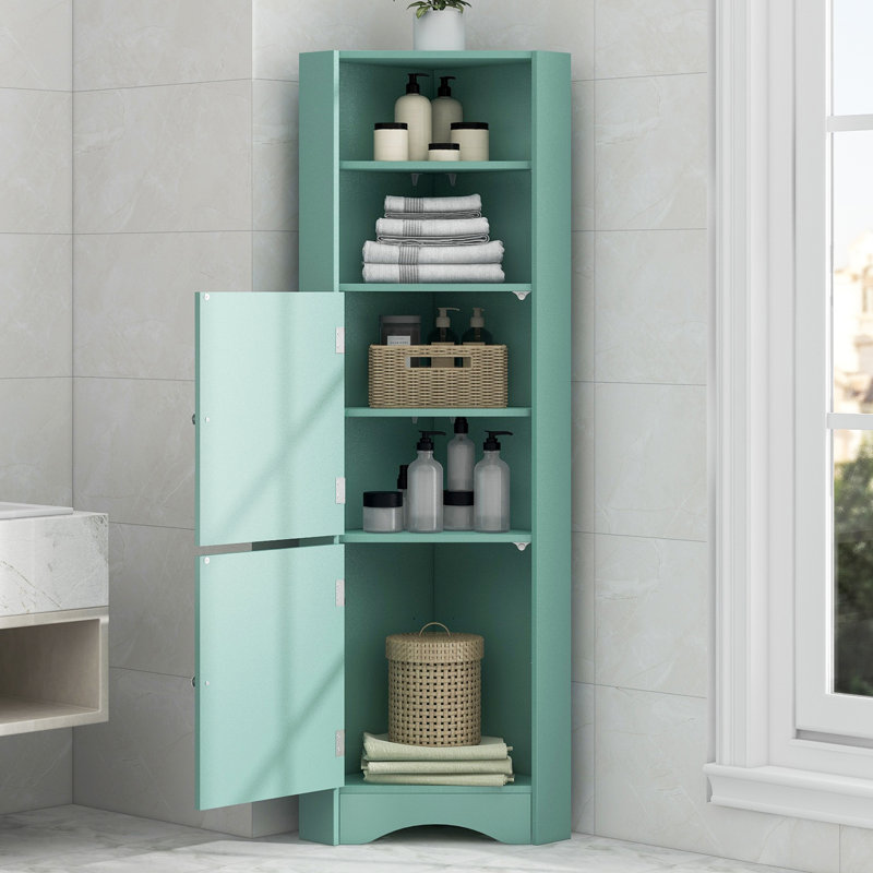 Ebern Designs Tall Bathroom Corner Cabinet | Wayfair