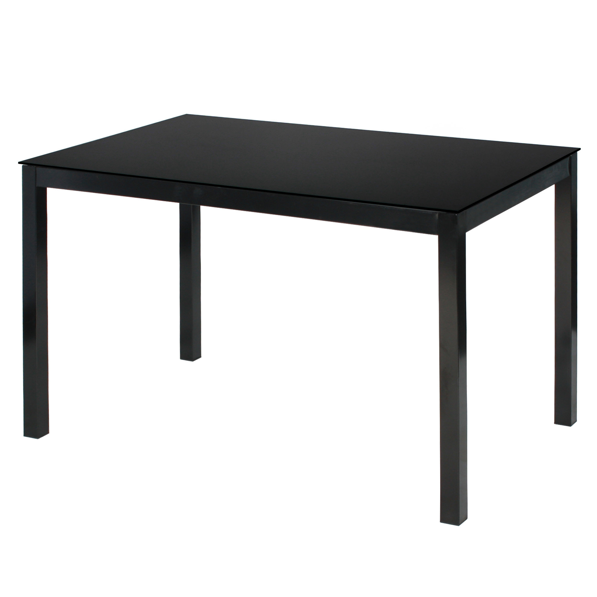 Latitude Run® Elliott Tempered Glass Metal Dining Table In Black ...