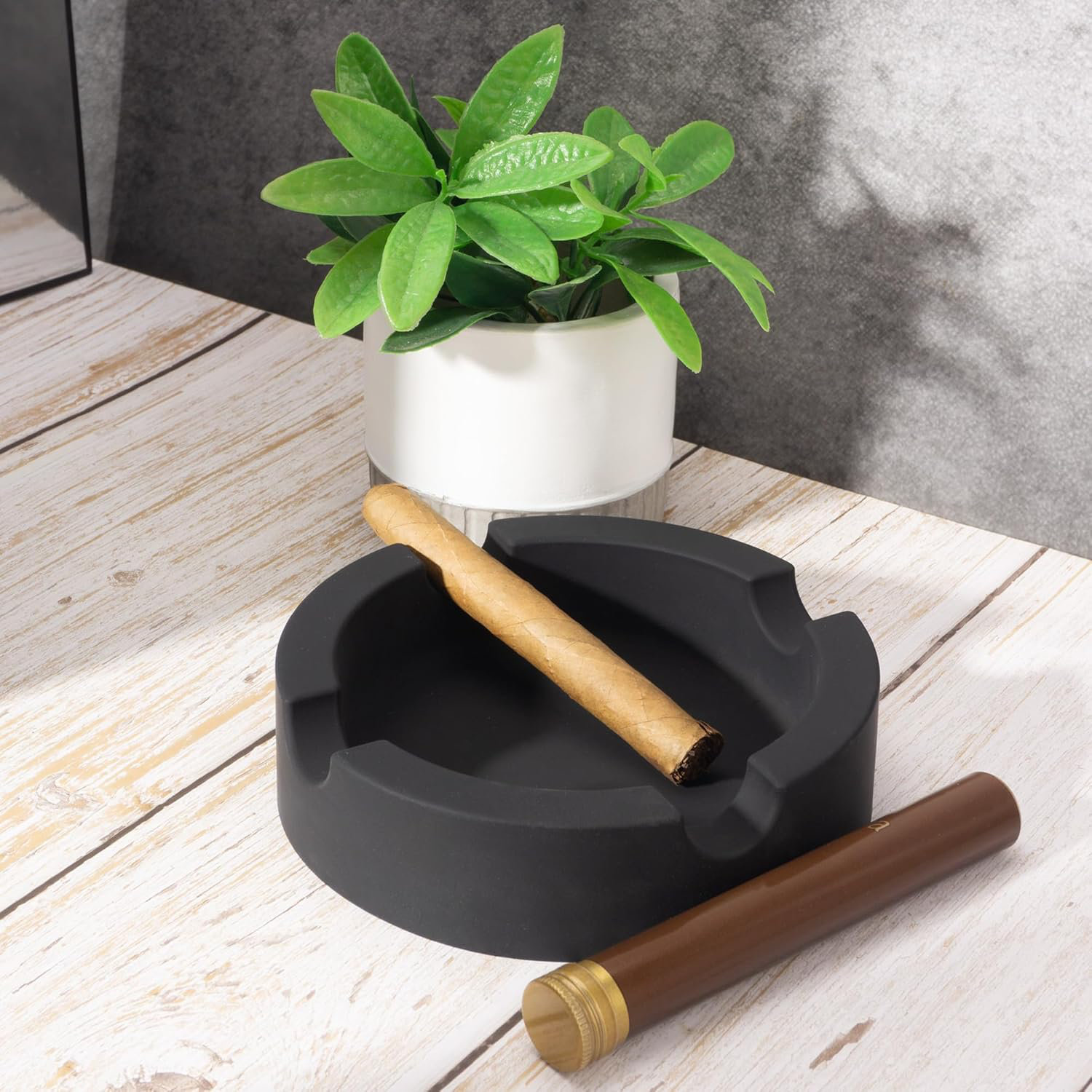 WIZIAT Outdoor Cigar Ashtrays Unbreakable Large Round Ring Gauge ...