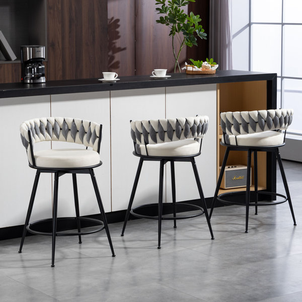 George Oliver 24" Counter Height Bar Stools Set of 3 - 360° Swivel with ...