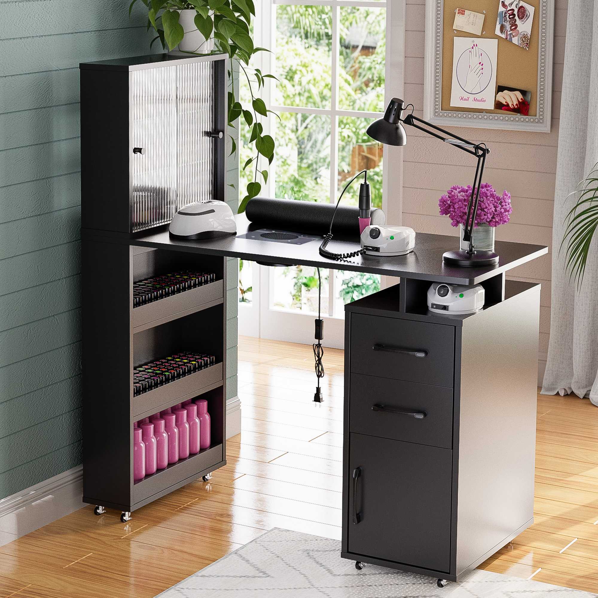 Hokku Designs Leffingwell Manicure Nail Table, Professional Nail Table ...