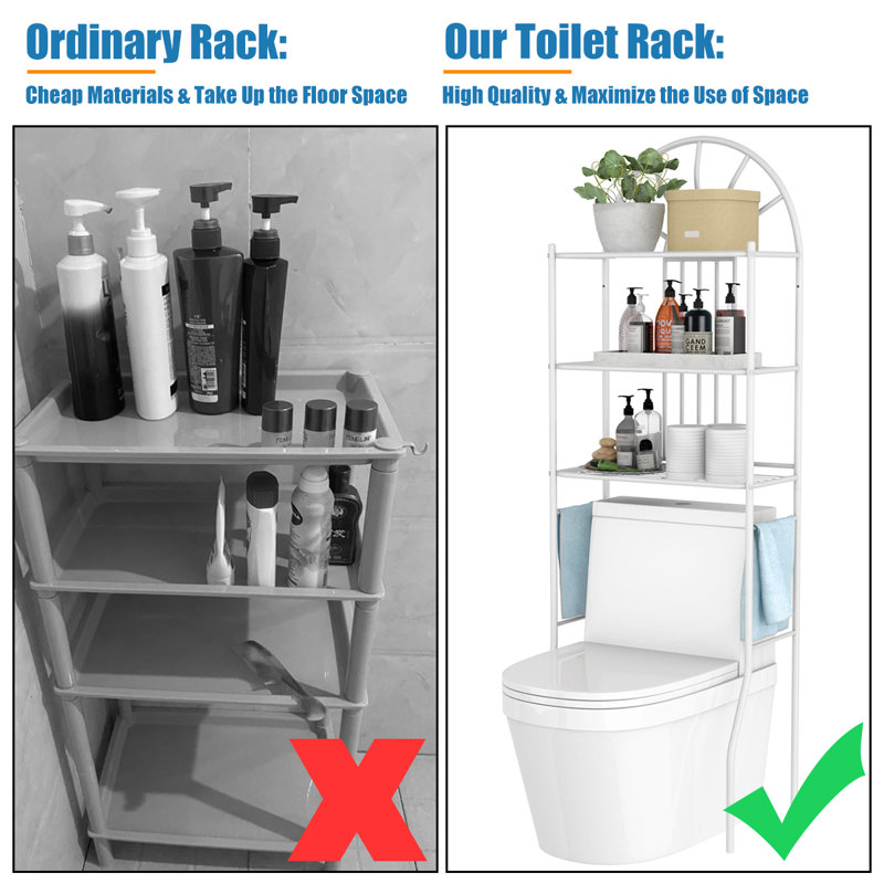 Latitude Run® Romilda Bathroom 3-tier Metal Storage Rack Over The ...