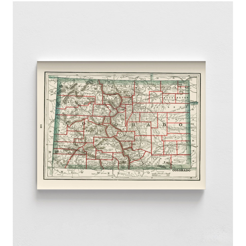 WeFrameArt Colorado Map With Cities Vintage 1900 Framed Wall Art ...