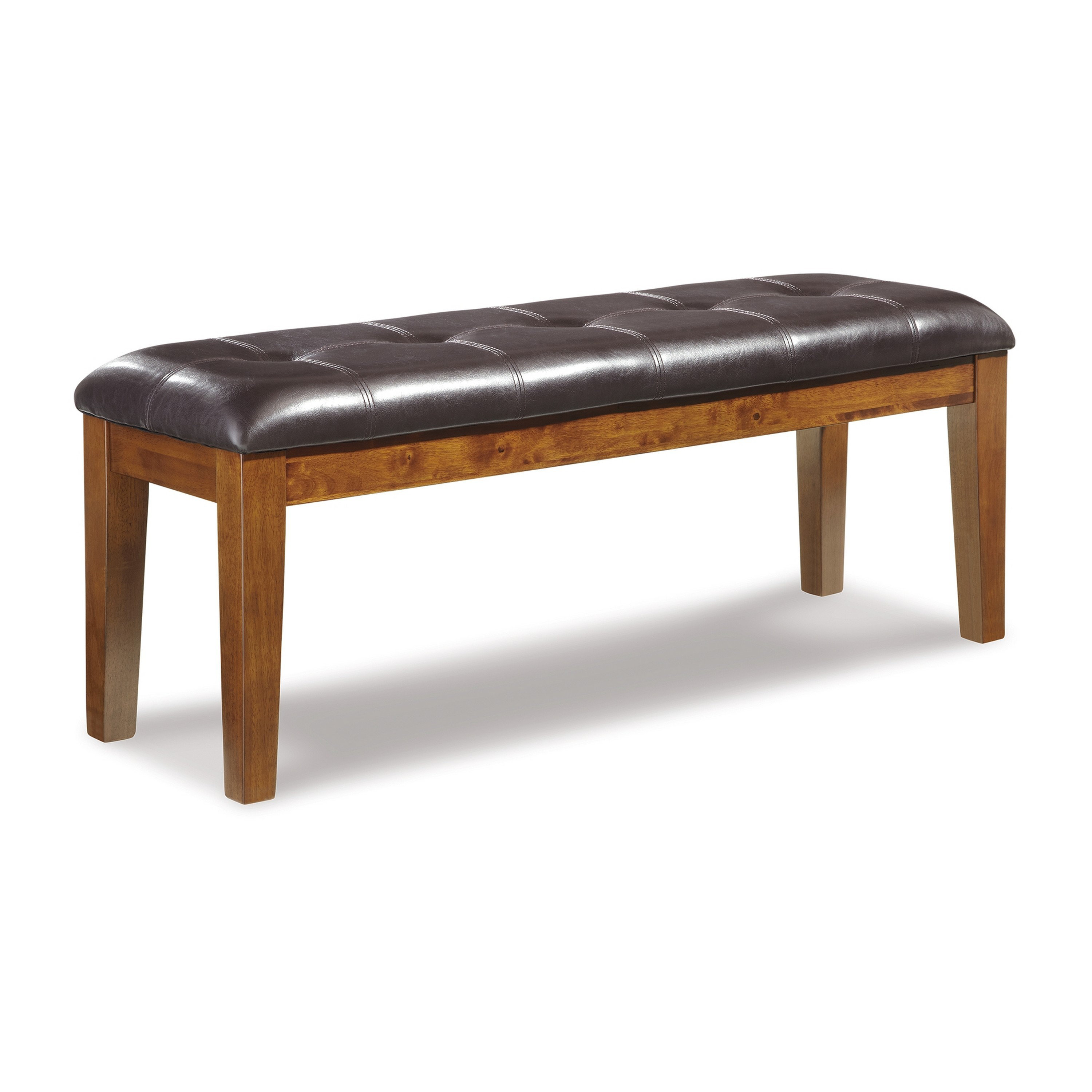 Benjara Raly Dining Bench, 50 Inch, Plush Tufted Faux Leather Seat ...