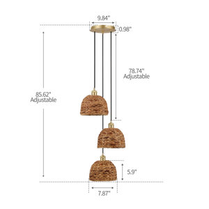 Bay Isle Home™ 3-light Cluster Natural Rattan Woven Shaded Pendant ...