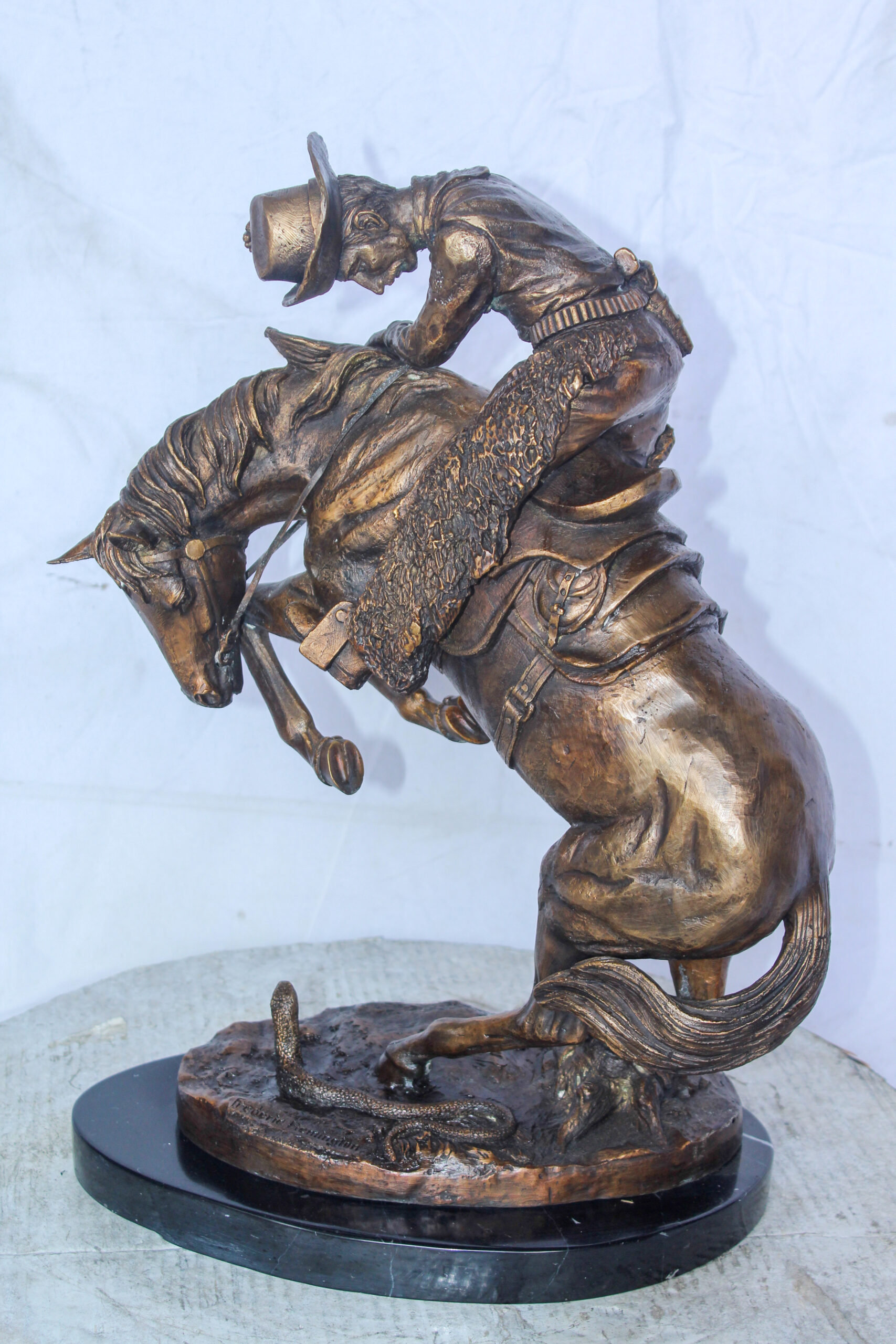 Nifao Collection Rattle Snake Remington Replica Bronze Statue, Western ...