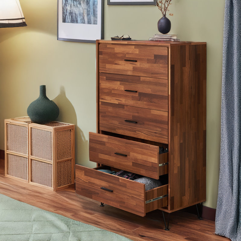FOSHNATURE Hestia Walnut Finish Chest | Wayfair
