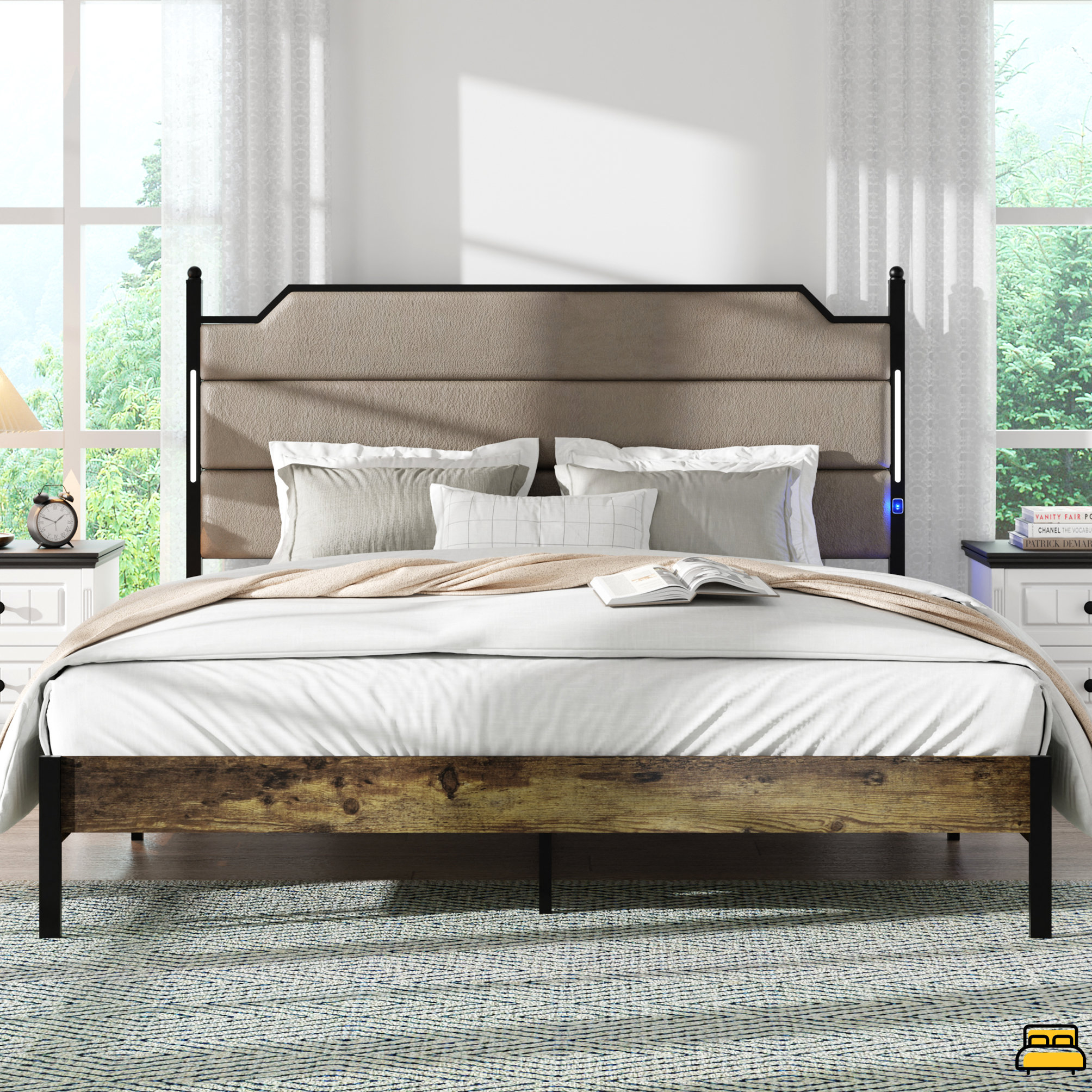 Wrought Studio Bed Frame With Upholstered Headboard, Bed Frame With ...