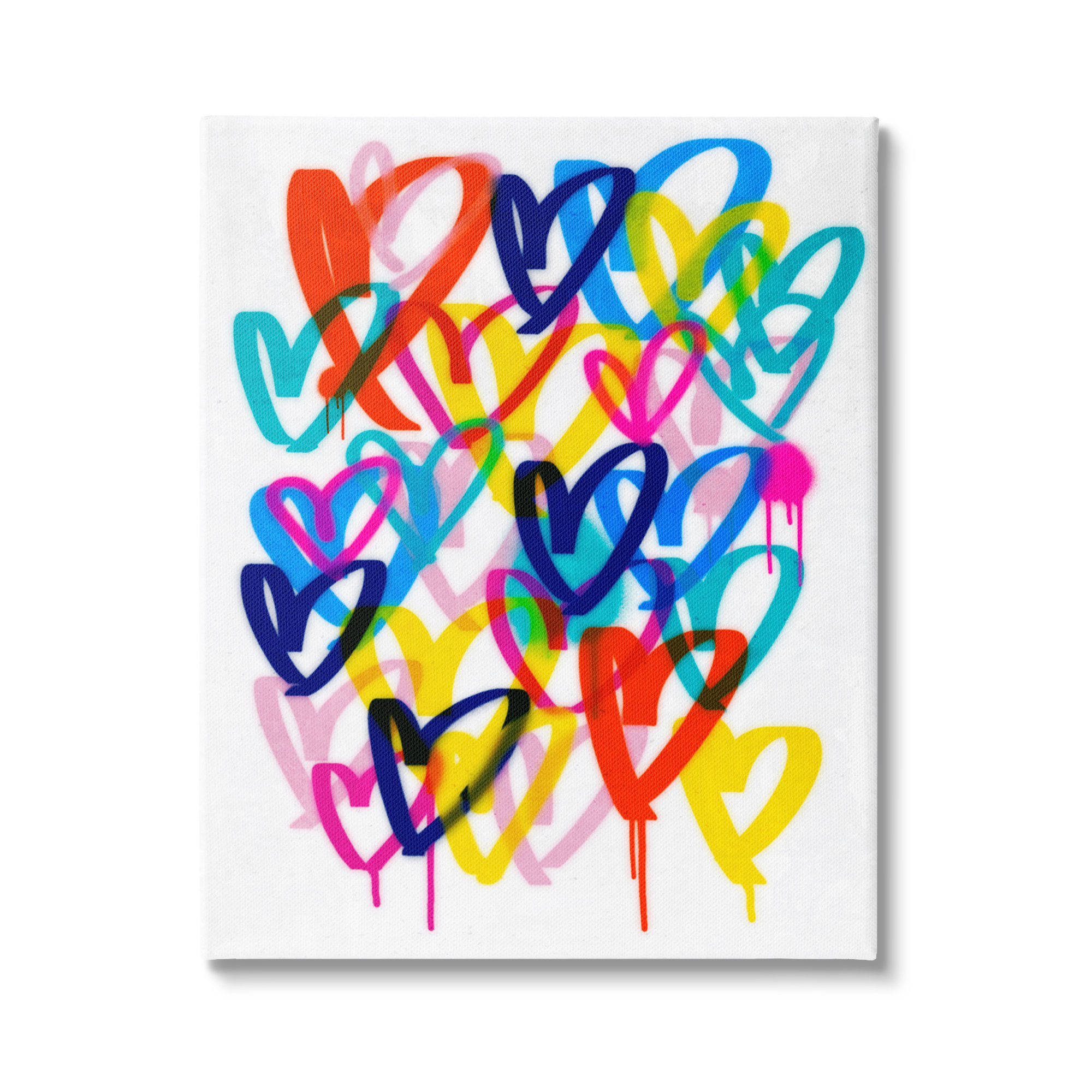 Ebern Designs Modern Graffiti Hearts Framed Floater Canvas Wall Art ...