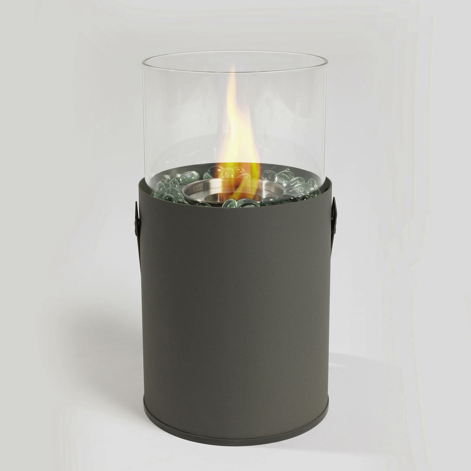 Ebern Designs Mini Tabletop Fire Pit with durable metal base and clear ...
