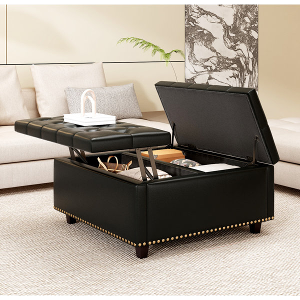 Red Barrel Studio® Large square storage stool with two storage doors ...