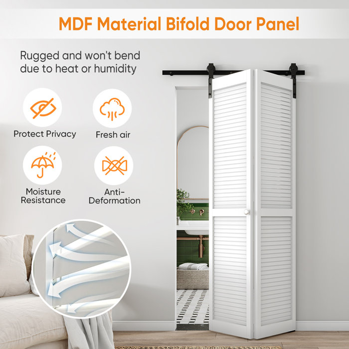 CHIC MODE Louver Bi-fold Barn Door Finished Interior Doors Slab with ...