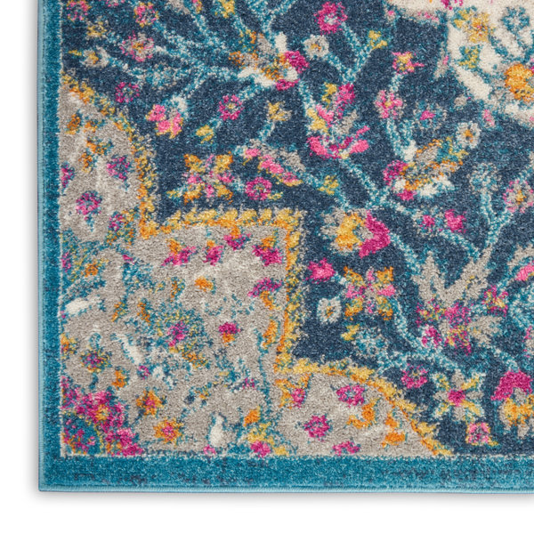 Langley Street Verda Performance Blue/Pink Rug & Reviews | Wayfair