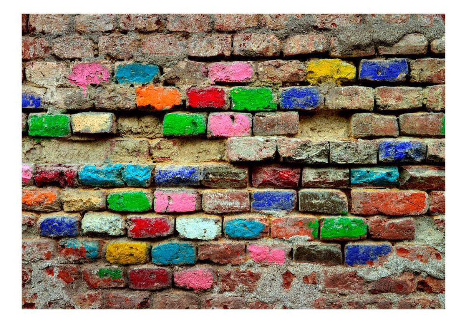 Williston Forge Peel & Stick Wall Mural - Colourful Old Bricks ...