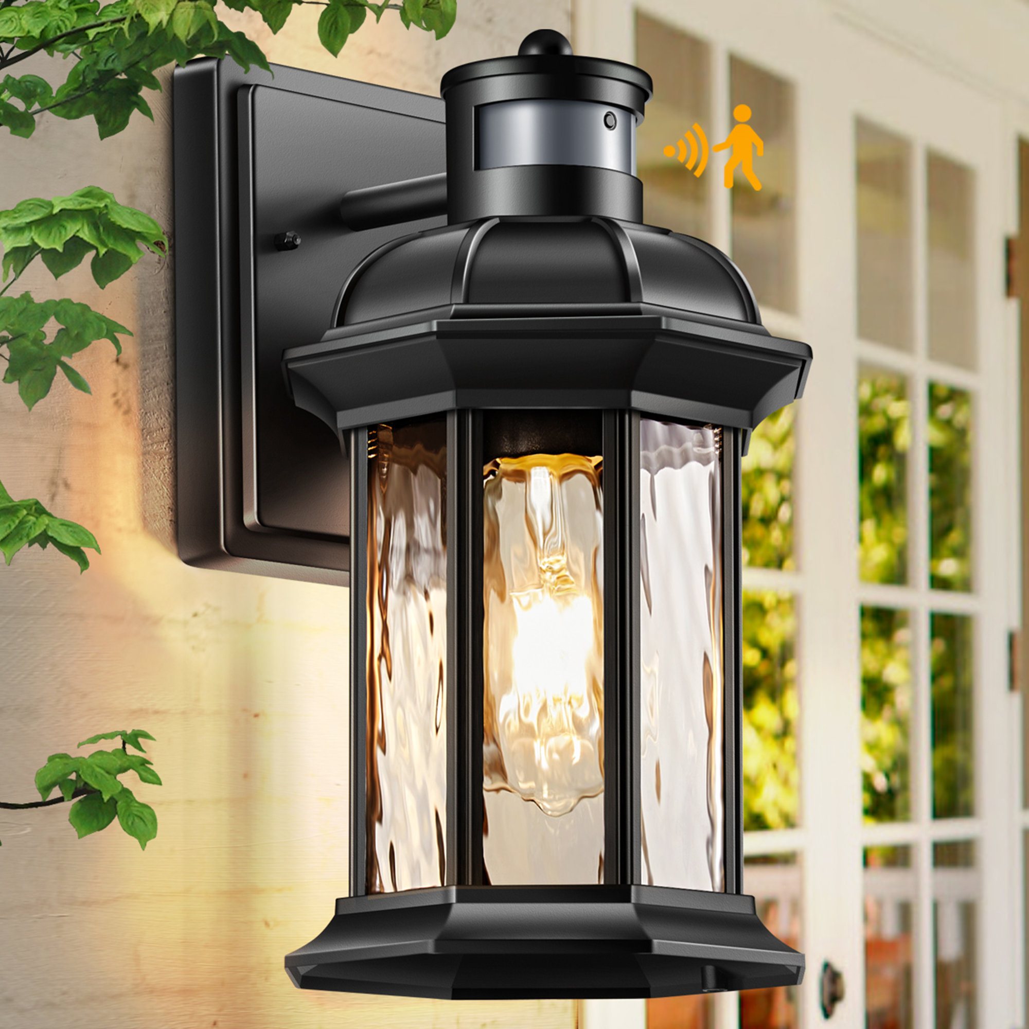 VIANIS Dusk to Dawn Motion Sensor Outdoor Porch Lights, Modern Black ...
