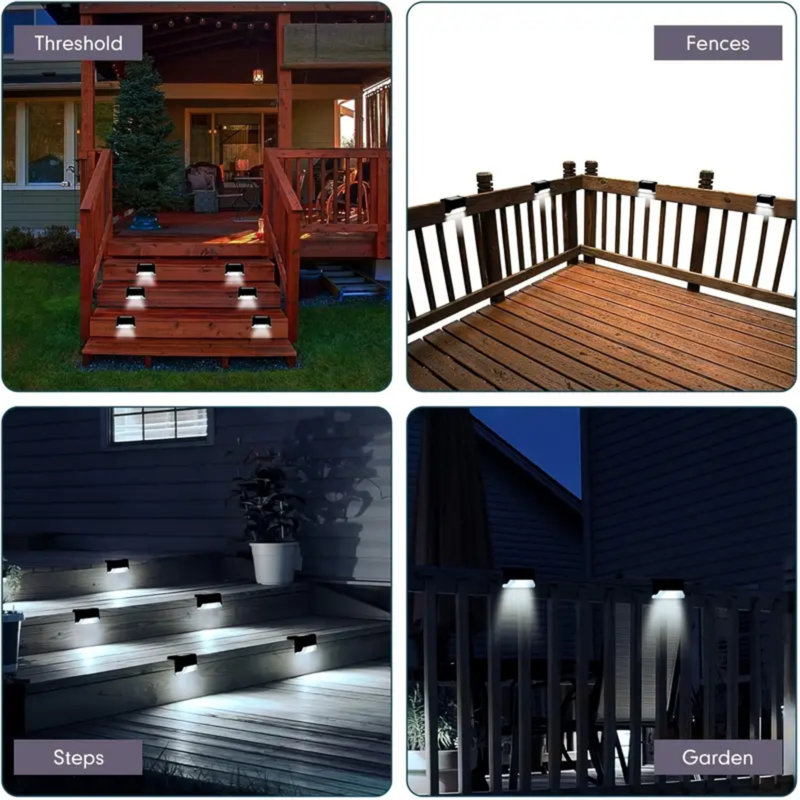 Aptoco Solar Powered Integrated LED Deck Light Pack Outdoor Waterproof ...
