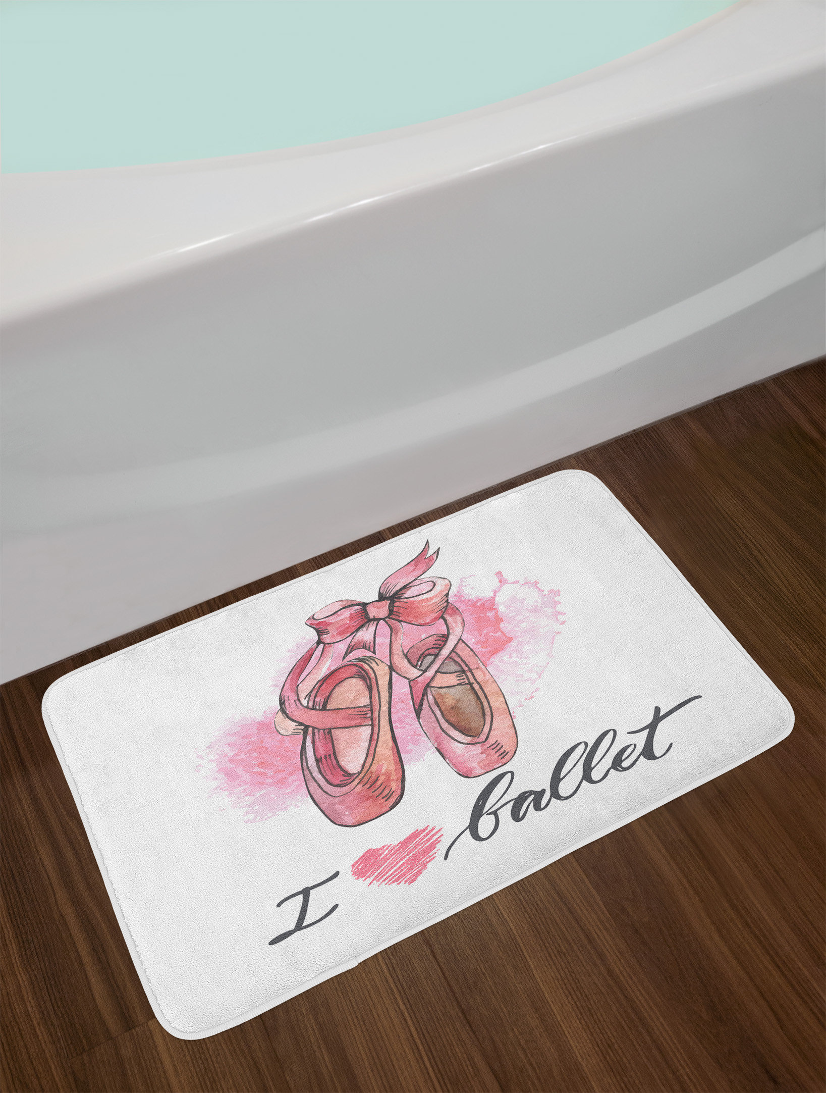 East Urban Home Ballerina Plush Bath Mat, I Love Ballet Typography, 30. ...