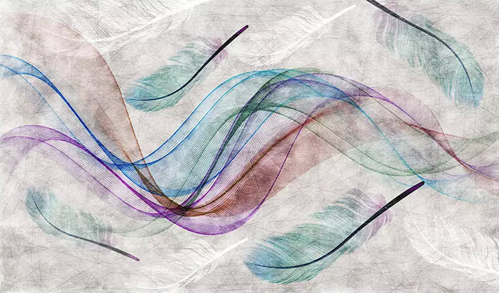Wade Logan® Colorful Feathers Abstract Drawing Bohemian Removable ...