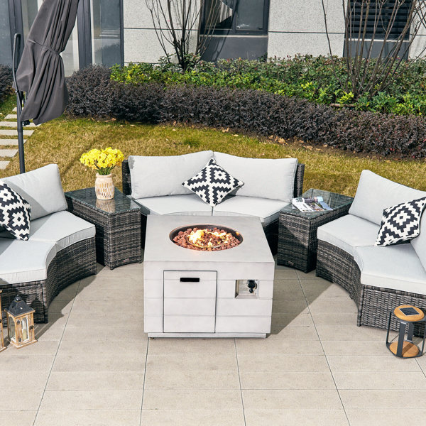 Latitude Run® Apphi 6 - Person Outdoor Steel Wicker Fire Pit ...