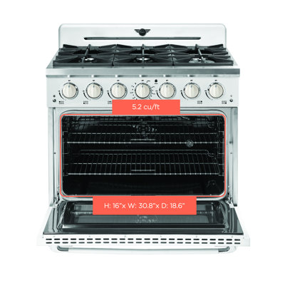 Unique Classic Retro 36" 6-Burner 5.2 cu. ft. Freestanding Gas Range ...