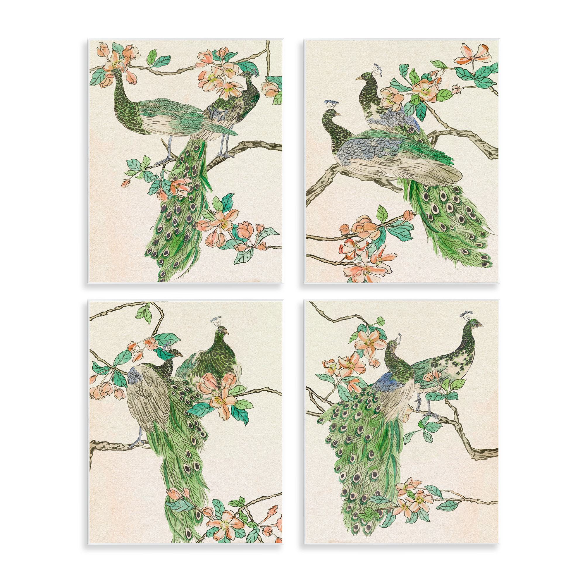 Astoria Grand Traditional Peacocks on Branches Wall Plaque Art Set by ...