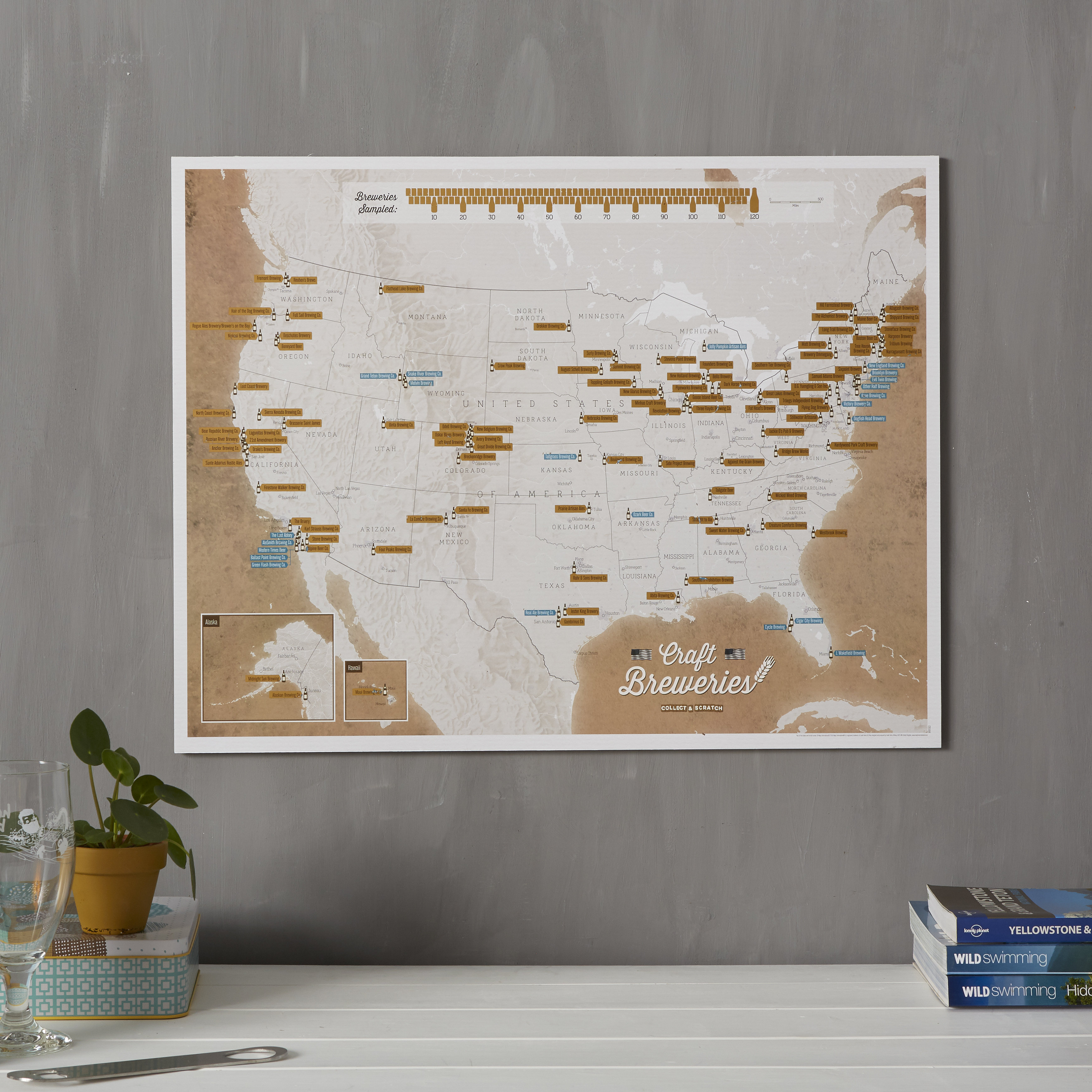 Maps International Roll-Down Scratch-off U.S. Craft Breweries Print, 17 ...