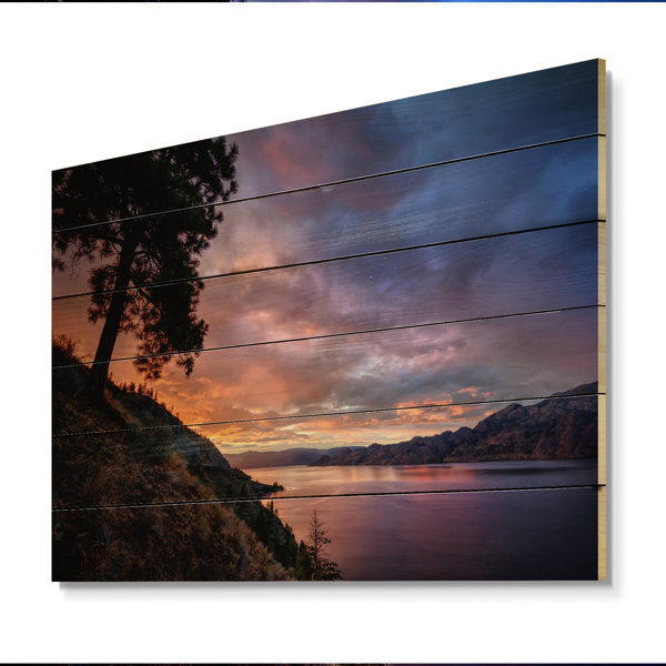 Winston Porter Warm Sunset Over Lake " Warm Sunset Over Lake " on Wood ...