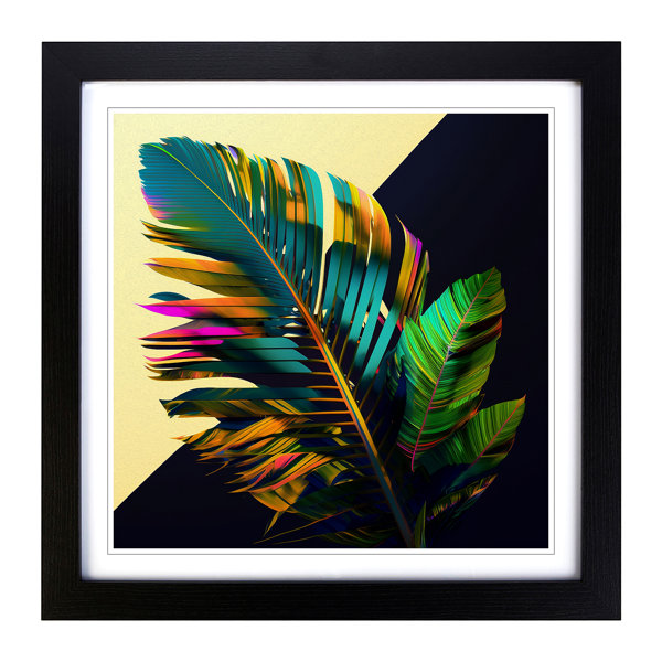 Bay Isle Home Palm Leaf Glitch Art No.1 - Single Picture Frame Print on ...