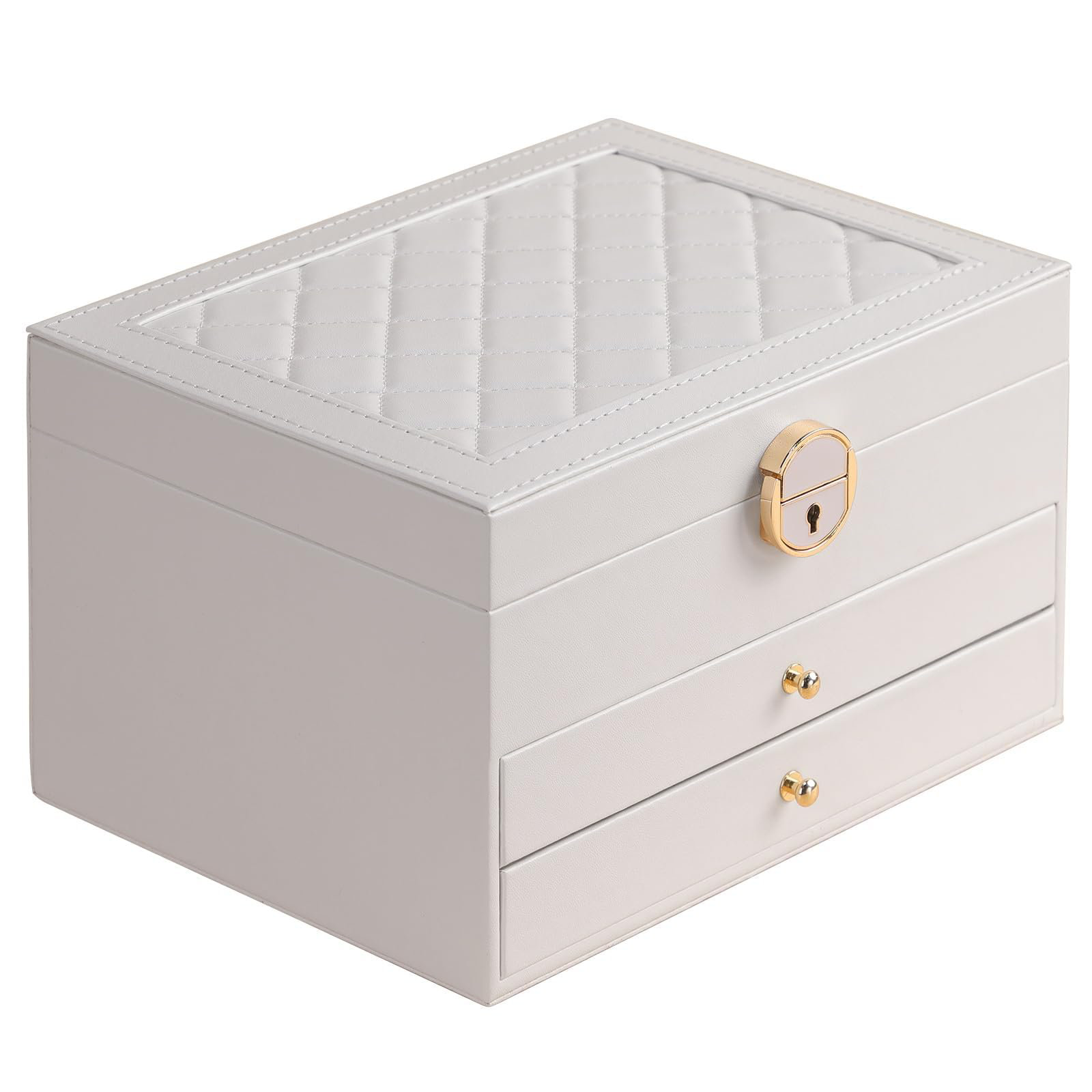 Latitude Run® Jewelry Box For Women Girl Wife 3 Layers Large PU Leather ...