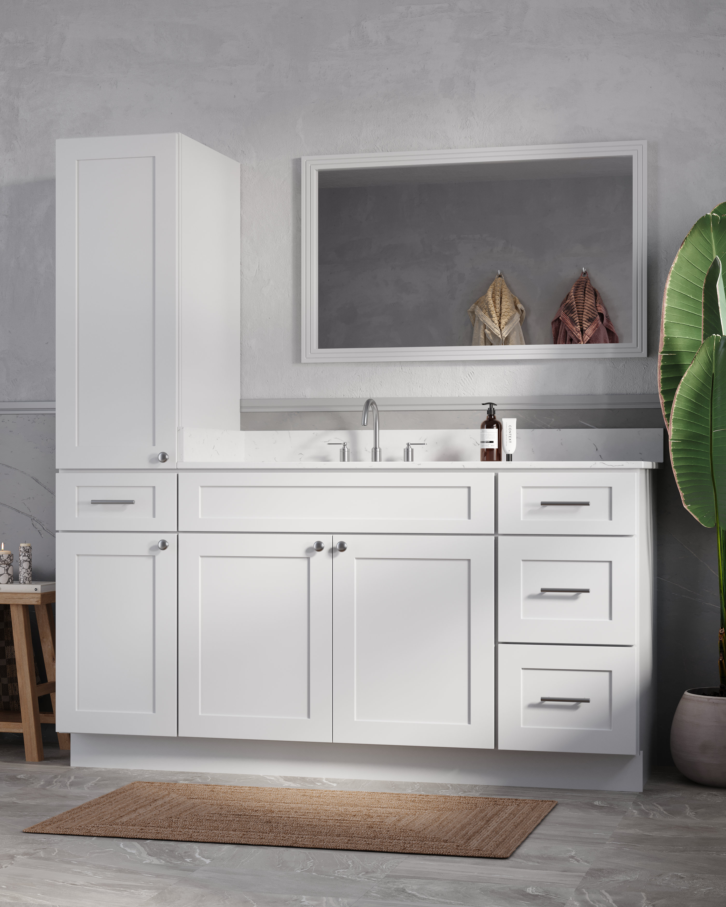 Disar 66' Single Bathroom Vanity With Left Linen Tall Cabinet Dovetail ...