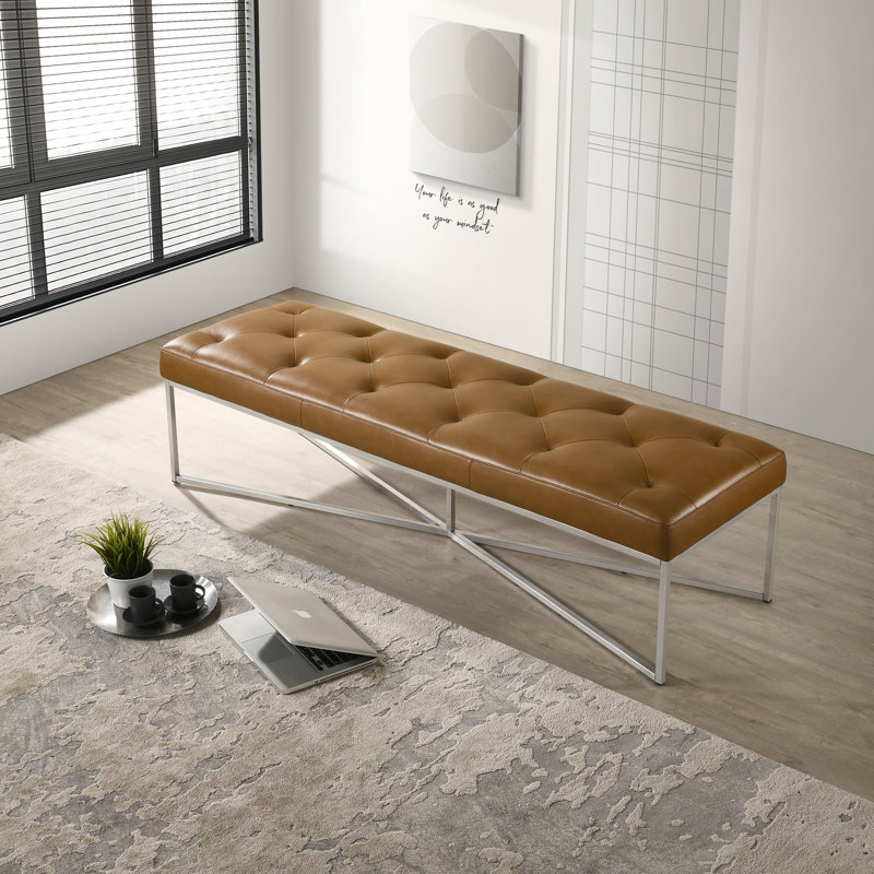 Latitude Run® Sitori 60" Mid Century Modern Hand Tufted Genuine Tan ...