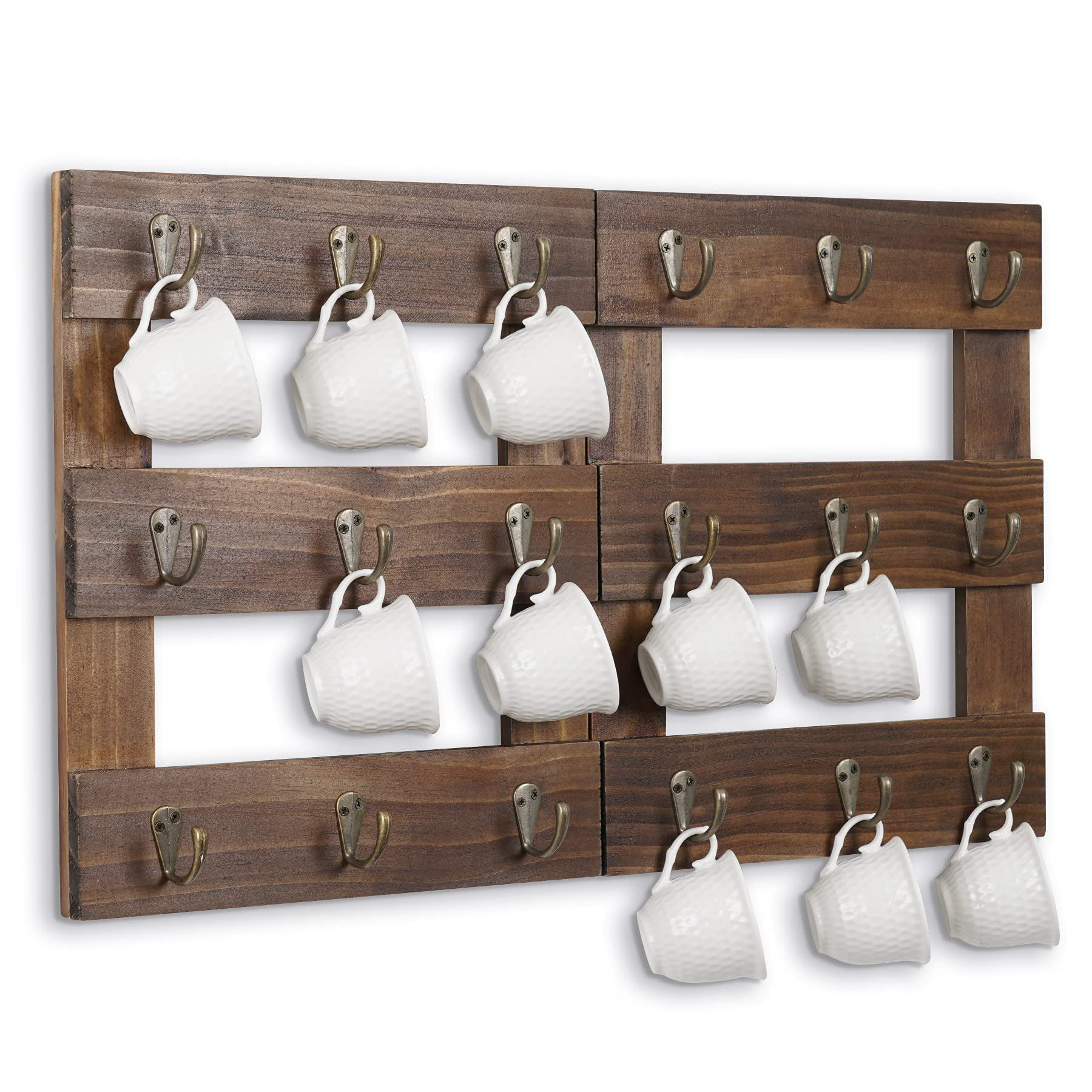 Ophelia & Co. Wood Coffee Mug Holder Stand 18 Hooks, Foldable Wall ...