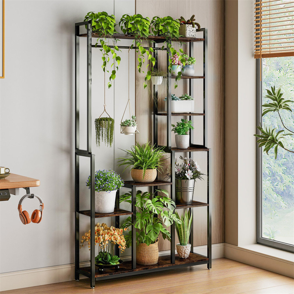 17 Stories 7-Tier Plant Stand Metal Tall Flower Pot Display Rack Indoor ...