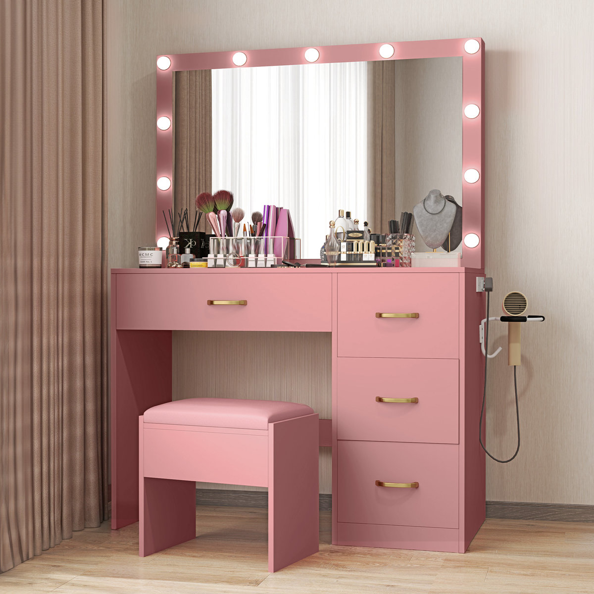 Latitude Run® Vanity with Built-In Outlets & Reviews | Wayfair