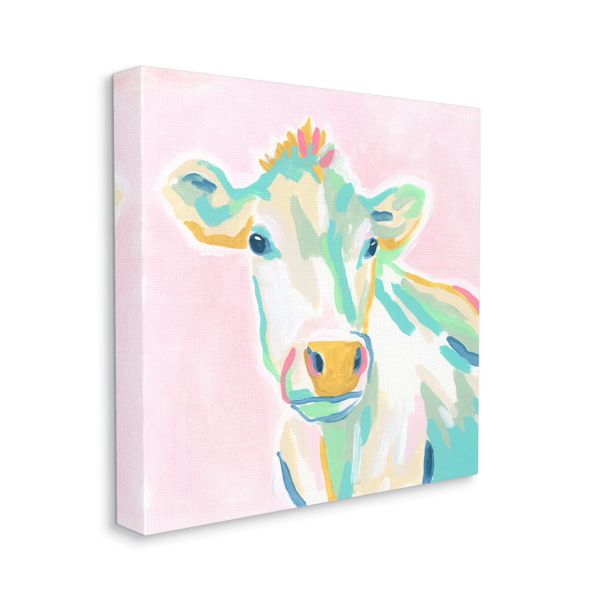 August Grove® Pastel Cow Painting by June Erica Vess - Wrapped Canvas ...