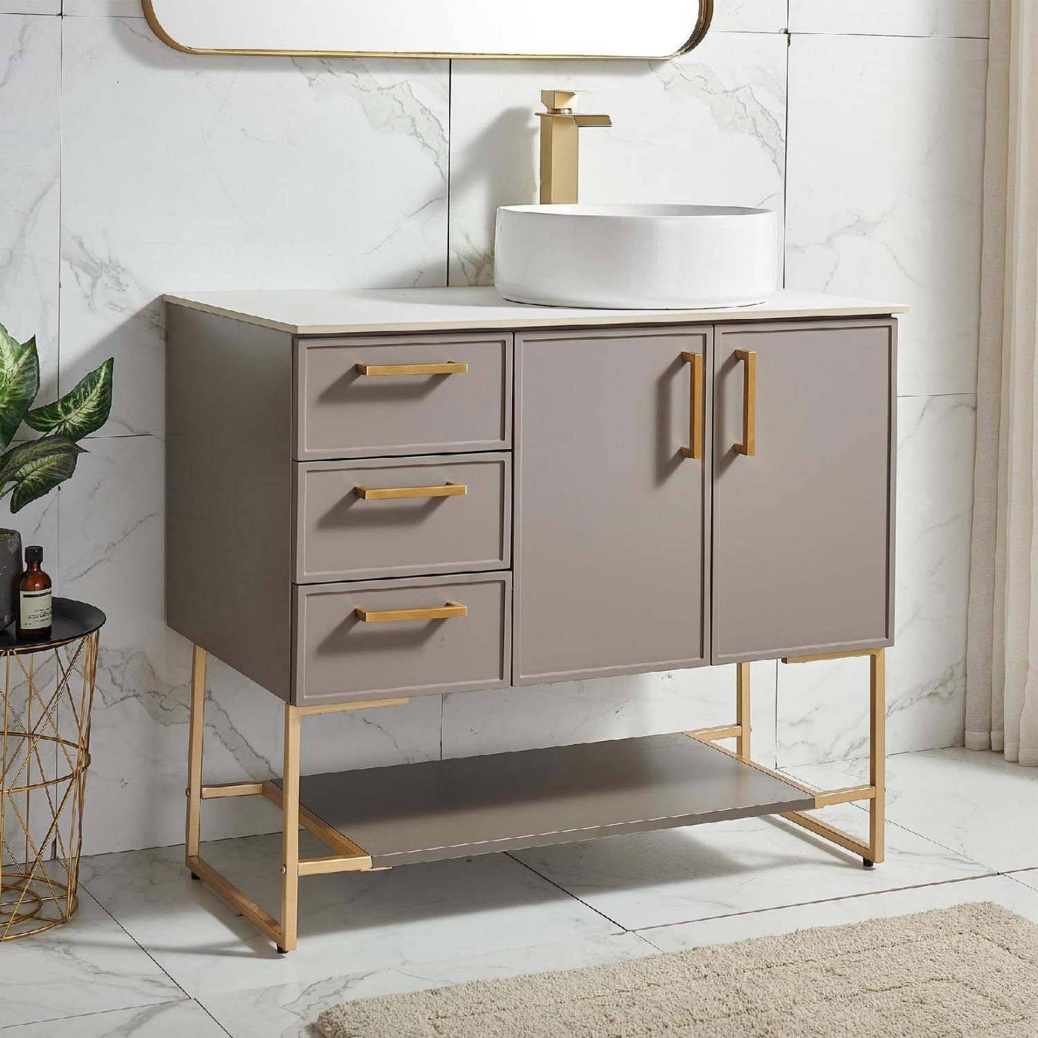 Mercer41 Lackowski 36" Free Standing Single Vessel Bathroom Vanity Set ...