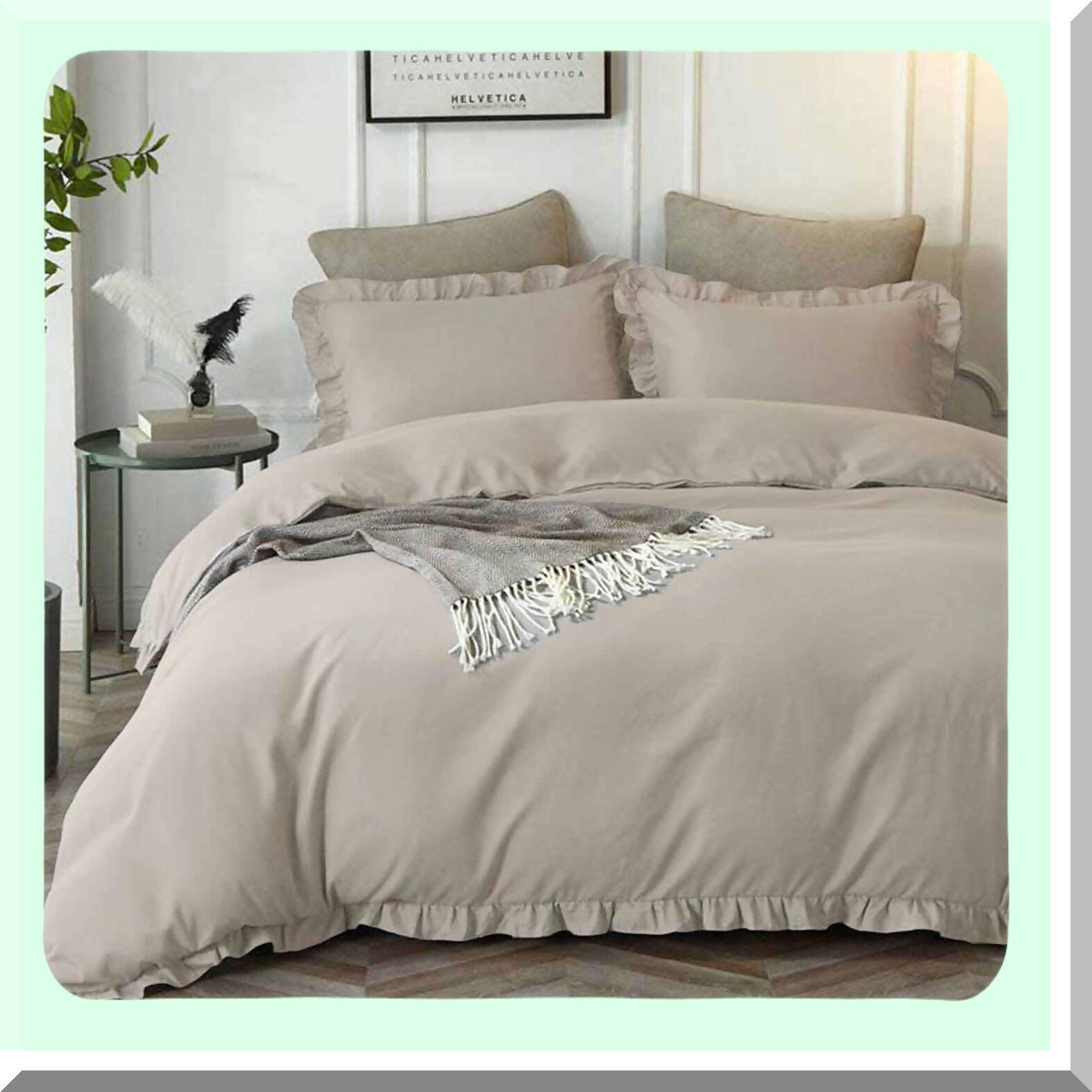 Red Barrel Studio® Rustic Chic Wheat Gray Ruffle Comforter Set - 3PC ...