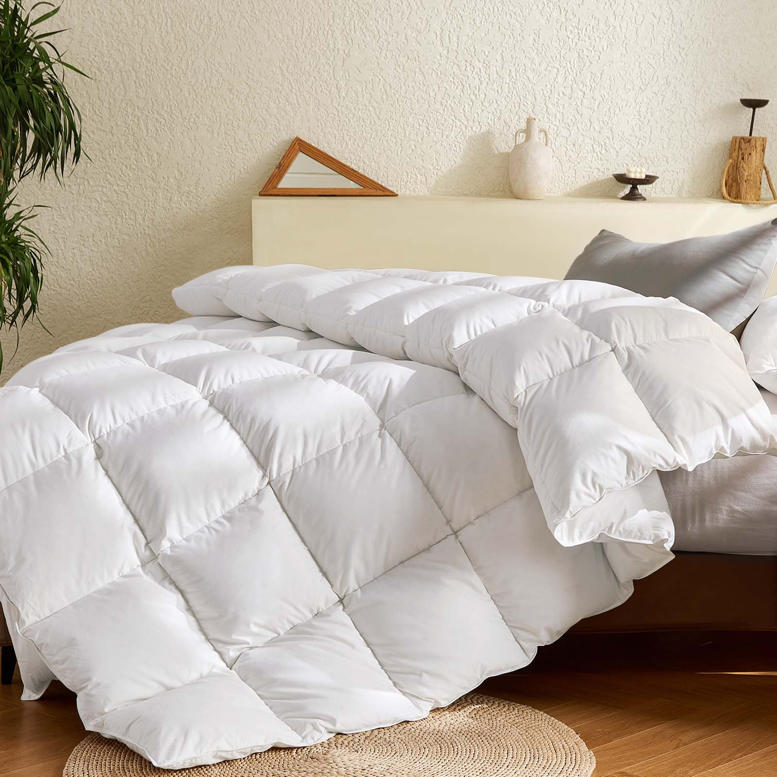 Alwyn Home All Season Feather Down Fiber Comforter - Ultra Fluffy 100% ...