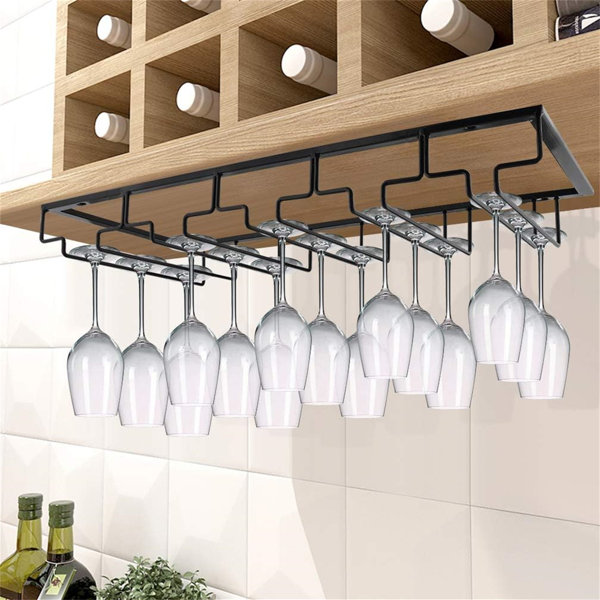 Prep & Savour Dhanishta Wine Glass Rack Under Cabinet Stemware Holder ...